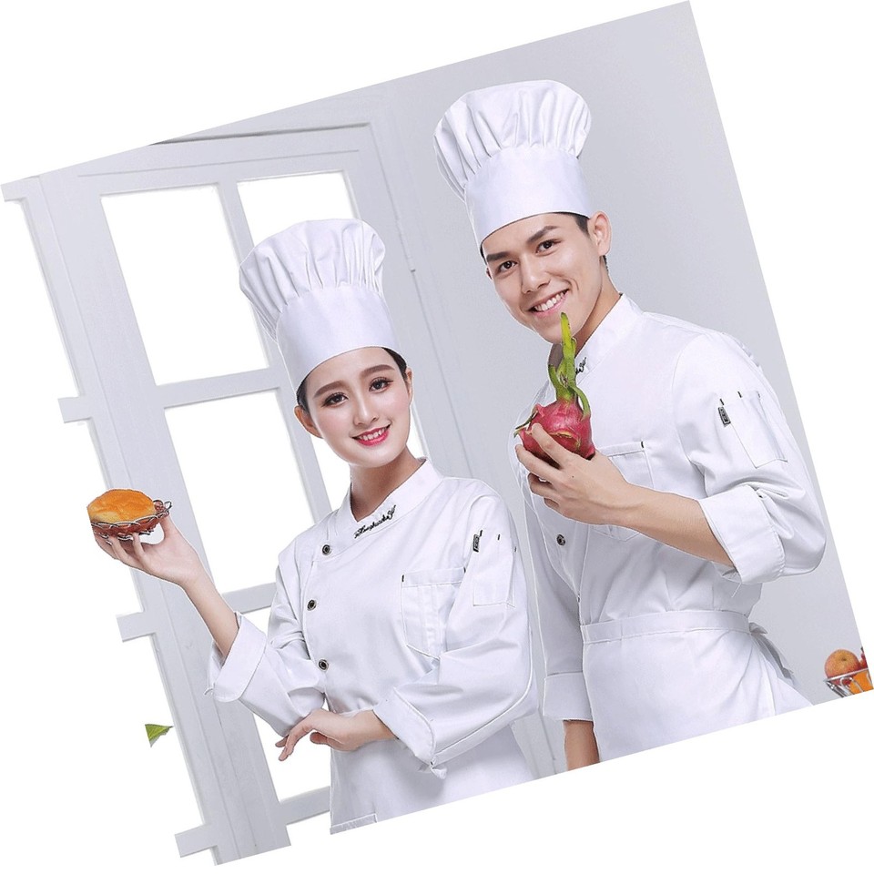 White Chef Hat for Men Women Adults,Elastic Band Adjustable Cotton ...