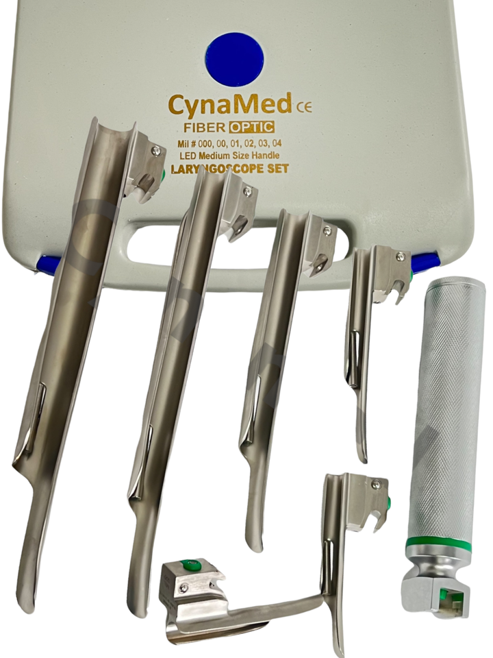 PREMIUM FIBER OPTIC LARYNGOSCOPE MAC + MILLER SET -EMT Anesthesia ...