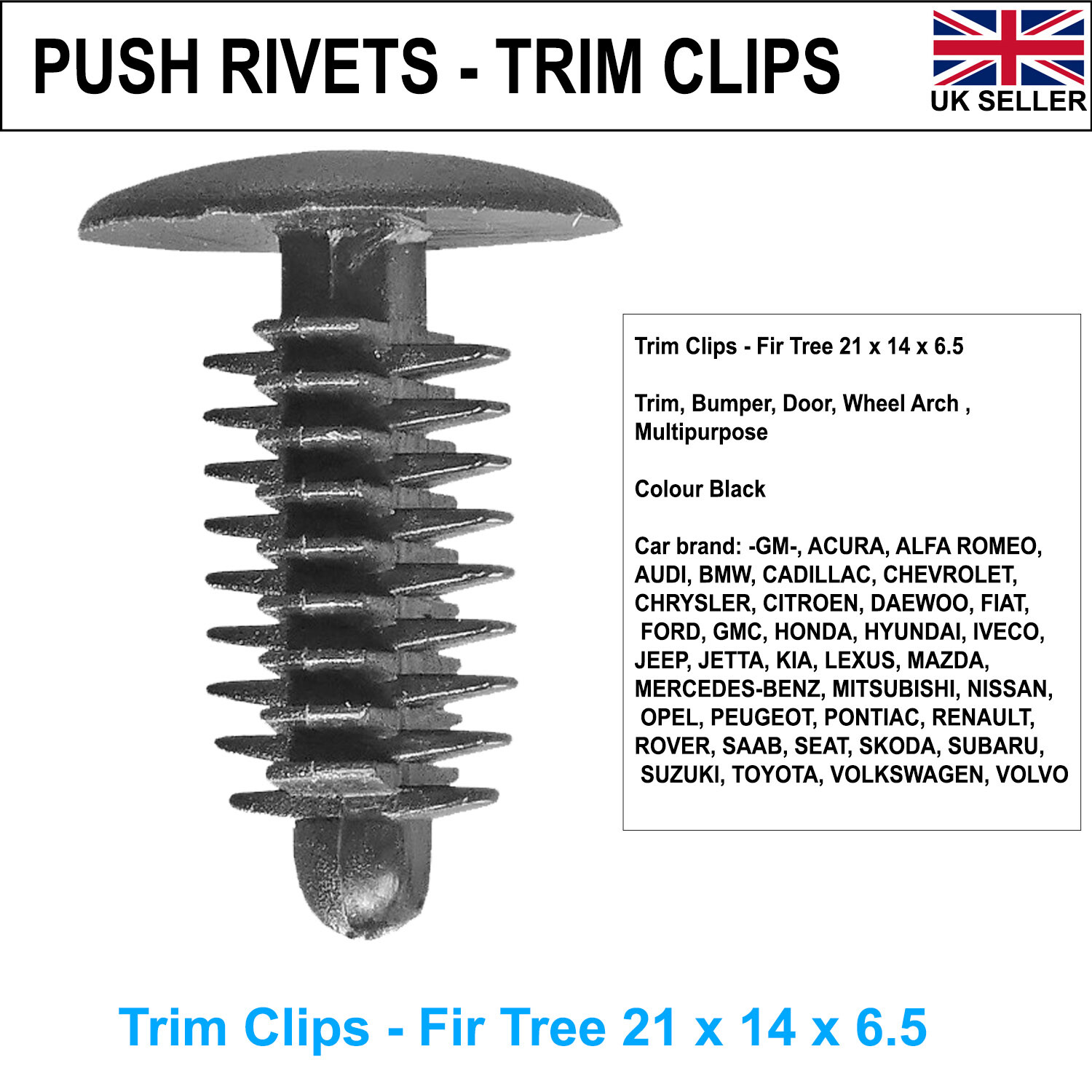 Trim Clips Push Rivets Fir Tree Bumper Door Panel Fixing Clips Fastener ...