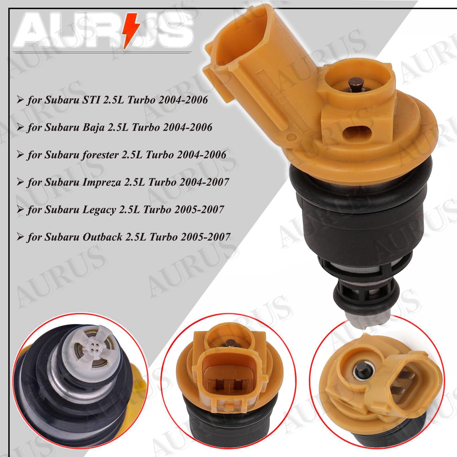 OEM AURUS NEW 4 Fuel Injectors for 2004-12 Subaru 2.5L Turbocharged ...