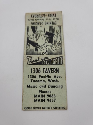 1306 Tavern Tacoma Washington Matchbook Cover | eBay