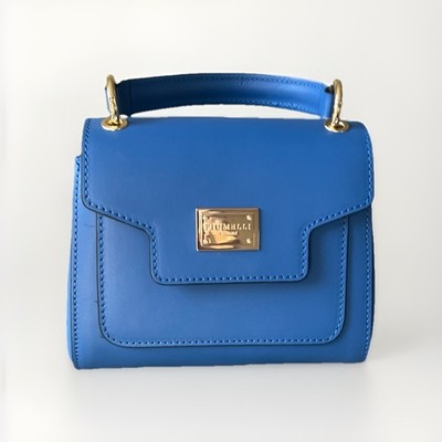 Piumelli Italy Mini Top Handle Leather Bag – Blue – Gold Hardware | eBay