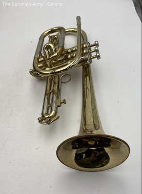 Gold Brass Musical Instrument Three Piston Alto Cornet In Hard Case | eBay