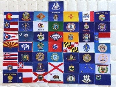 States Flags (AL, AK, AZ , ---- WI, WY) Embroidered Patches 3"x2" iron ...