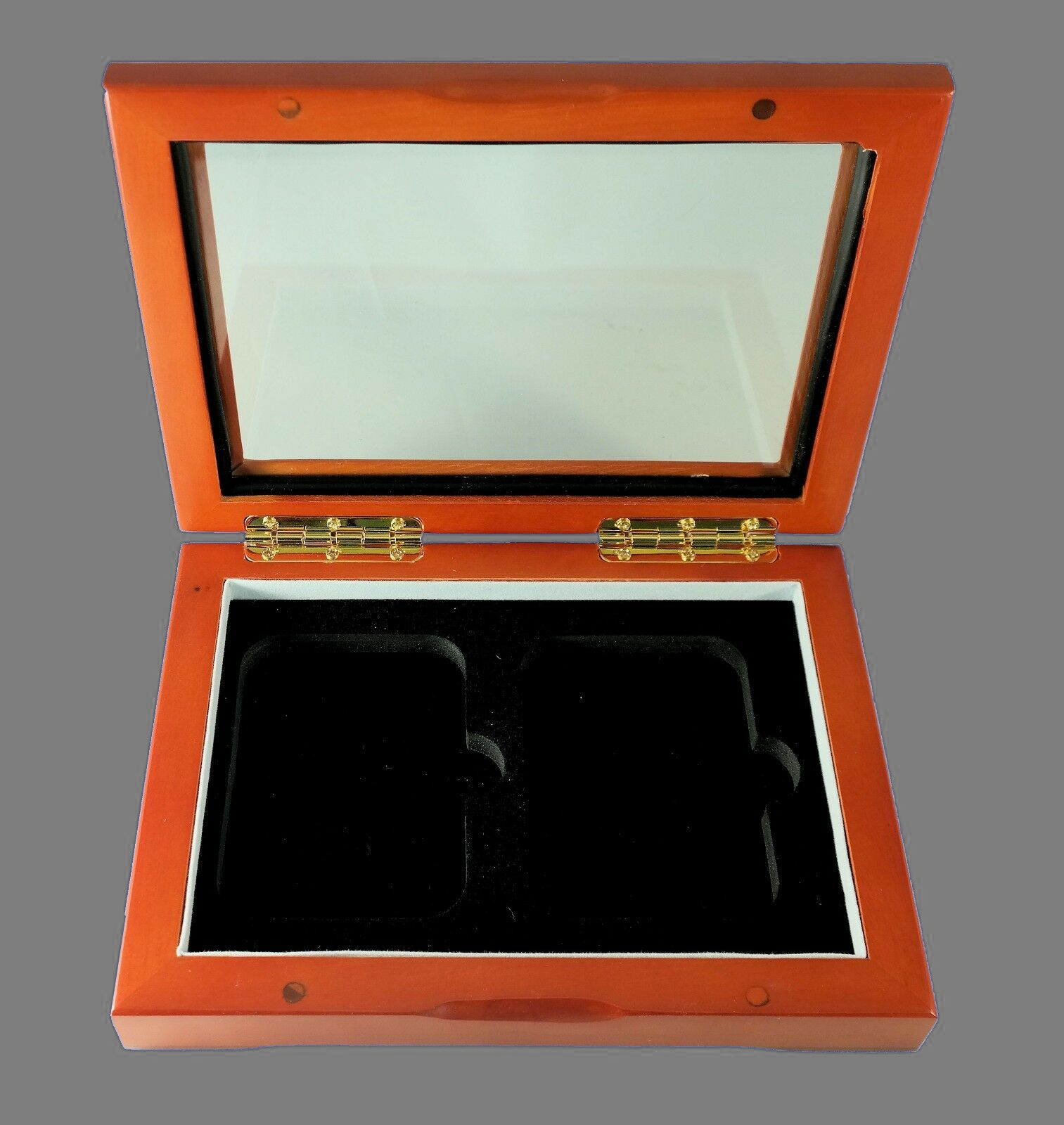 Wood Glass-top Display Box - 2 Two Certified PCGS NGC Premier Elite ...