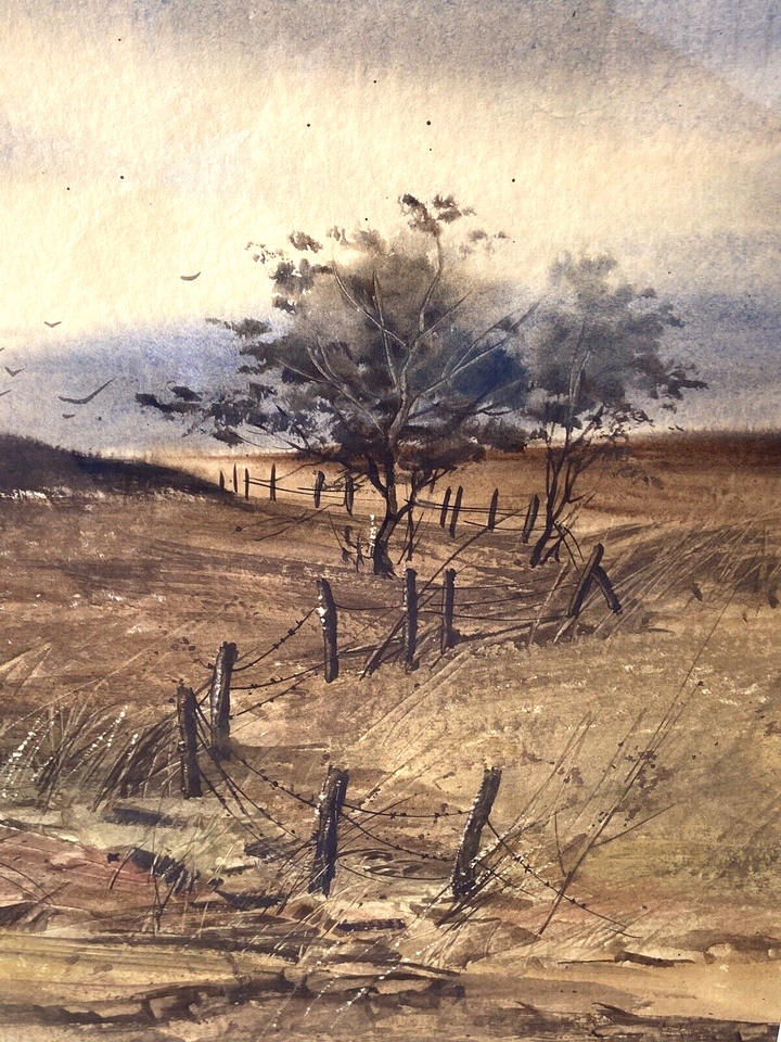 James Fallier - Watercolor Landscape Painting - Kansas Prairie Fields ...