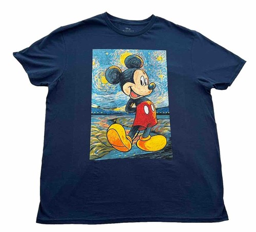Disney Mickey Mouse Van Gogh Starry Night Sketch Design T-Shirt XL *NEW ...