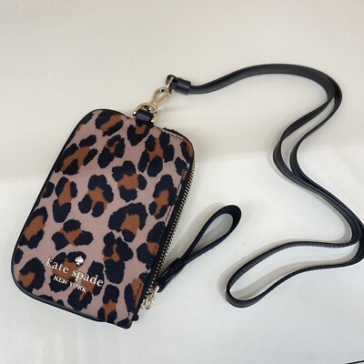 Kate Spade Chelsea Leopard Card Case Lanyard KH754 | eBay