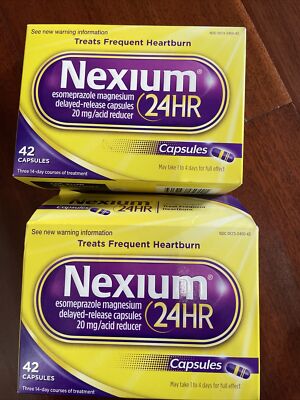 2 Box-Nexium 24HR Acid Reducer Capsules for Heartburn Relief 42 Ct, Exp ...