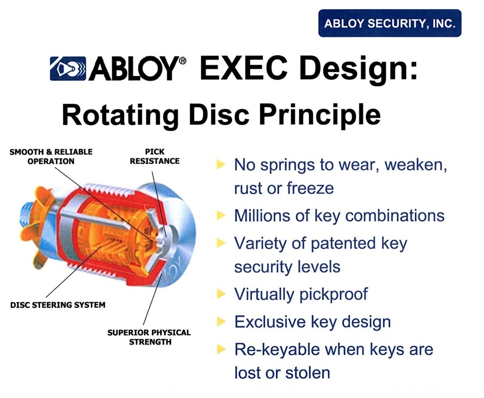 3 Keyed Alike GENIUNE Abloy® EXEC Design 5/8" Cam Locks with 6 Keys | eBay