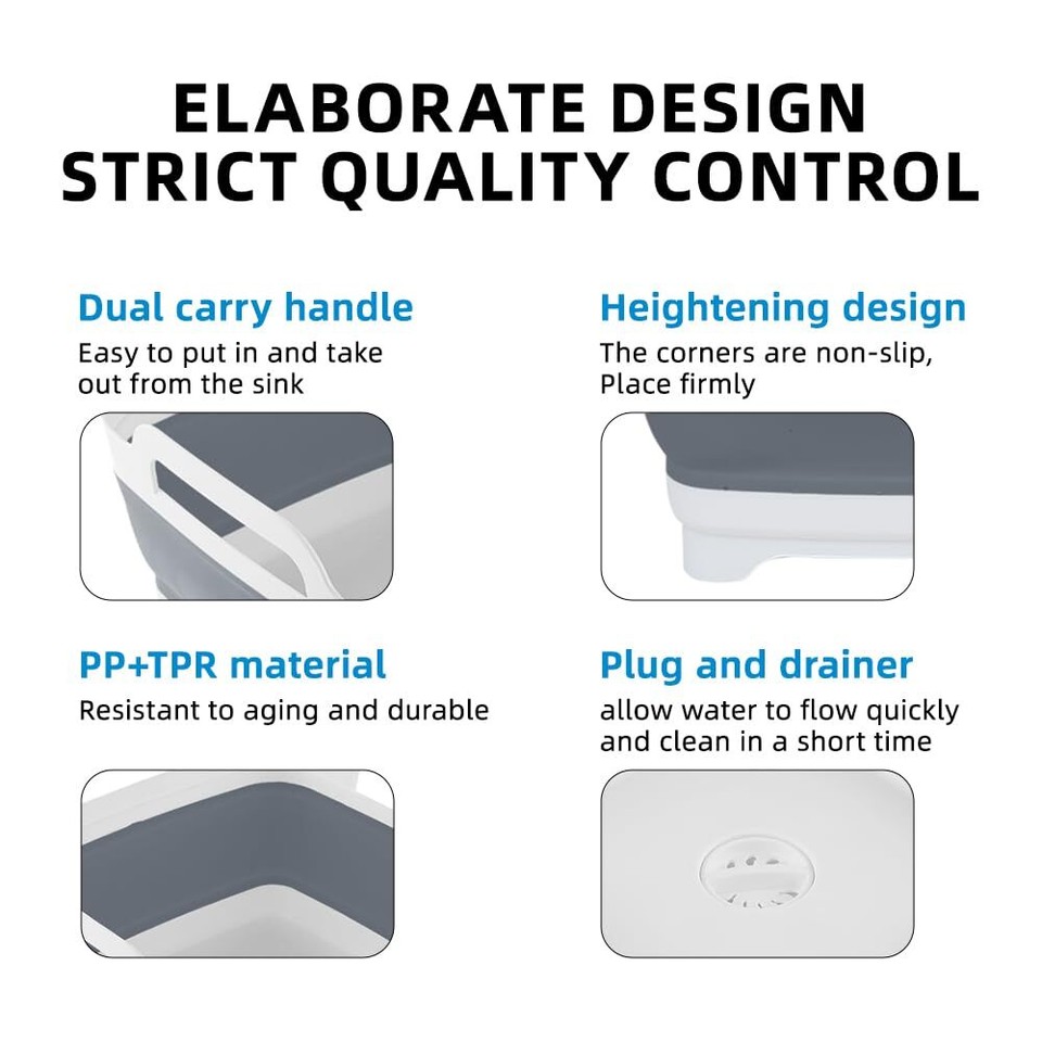 Collapsible Wash Basin Dish Drying Rackcamping Portable Sinkdish Basin ...