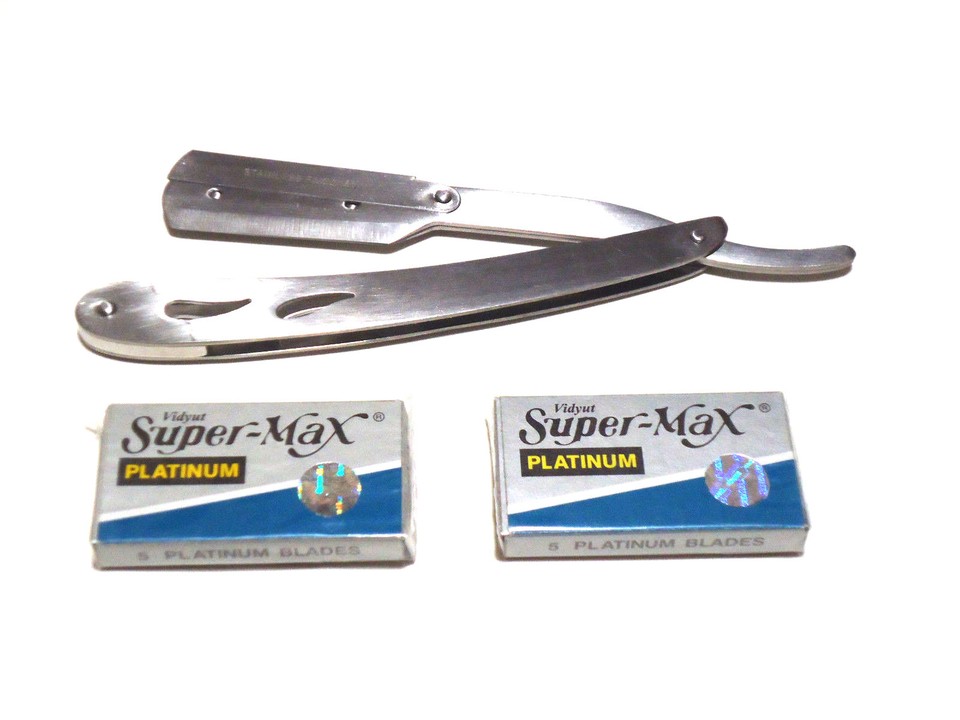Silver Single Edge Razor Blade Safety Razor + 10 Disposable Blades Kit ...