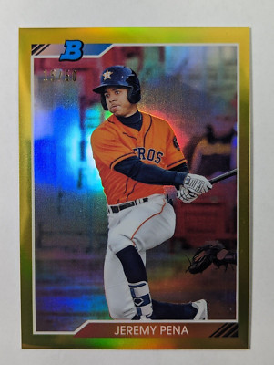 2020 Bowman Heritage Chrome #92CP-JP Jeremy Pena Gold Refractor #D 15/ ...