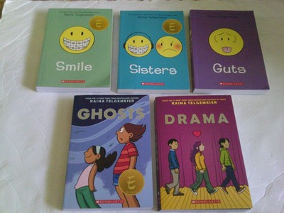 Raina Telgemeier Graphic Novels Lot of 5 - Guts, Sisters, Smile, Ghosts ...