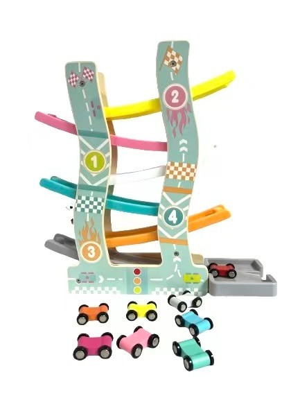 6 Layers Click Clack Racetrack Wooden Children Car Slider Race Track ...