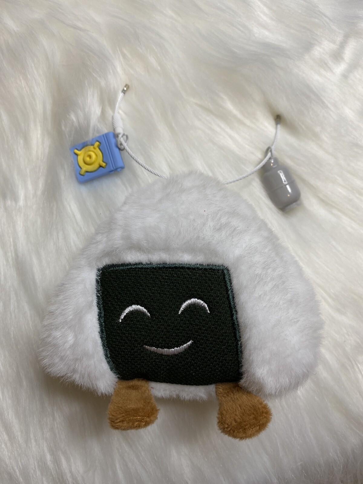ONIGIRI Plush Bag Charm Keychain key ring Japan Fun Gift Sushi Pom Pom ...