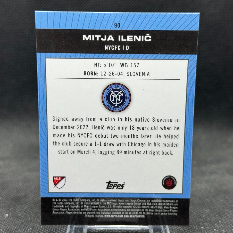 Mitja Ilenic 2023 Topps Chrome MLS Blue Mini Diamond /199 NYCFC RC #198 ...