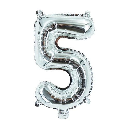 Number Five Balloon Silver Number 5 Balloon 32" Foil Mylar Silver ...