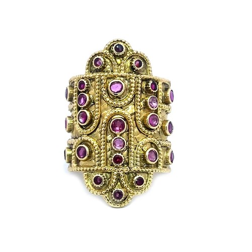 Lalaounis Ruby Gold Ring 18k Yellow Fancy Long Finger Style Greece ...