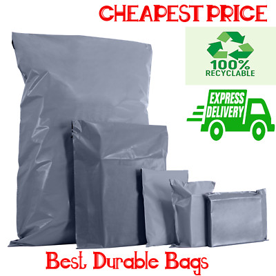 Grey mailing bags mixed sizes 60 mixed postage bags 15 from each mix ...