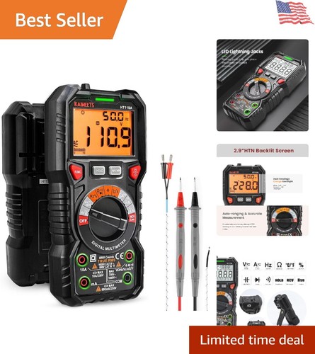 Battery-Powered 6000 Counts Multimeter with LED Display & Auto-Ranging ...