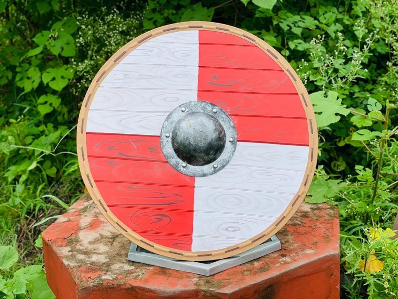 Wooden Viking Shield Medieval Battleward Shield for LARP Cosplay 24 ...