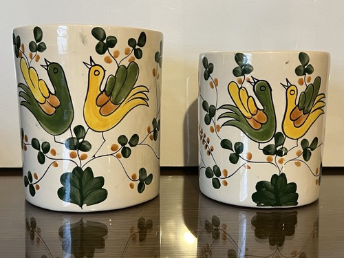 Eduardo Vega Pottery VTG Planter Vases- Set of 2 - Dove/Birds Signed ...
