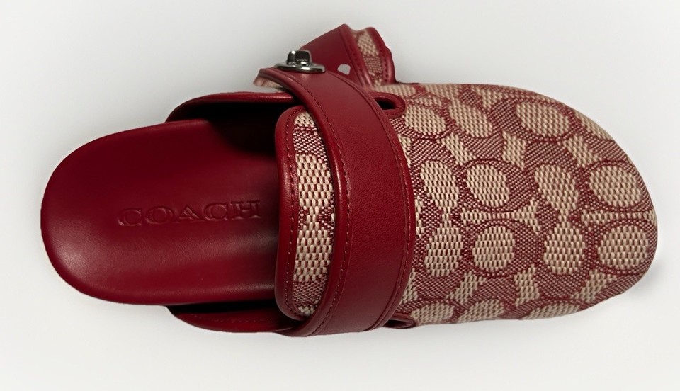 Coach BLAKE Signature Jacquard TURN LOCK Clogs Mules Slip On Flats NEW ...