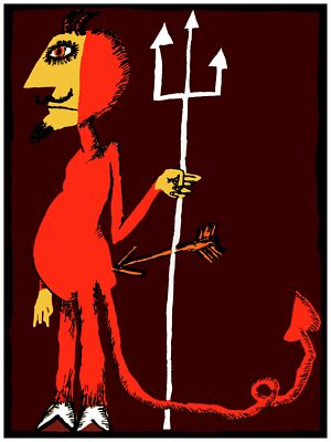 2066 Red sad devil with an arrow stuck quality Poster.Animated ...