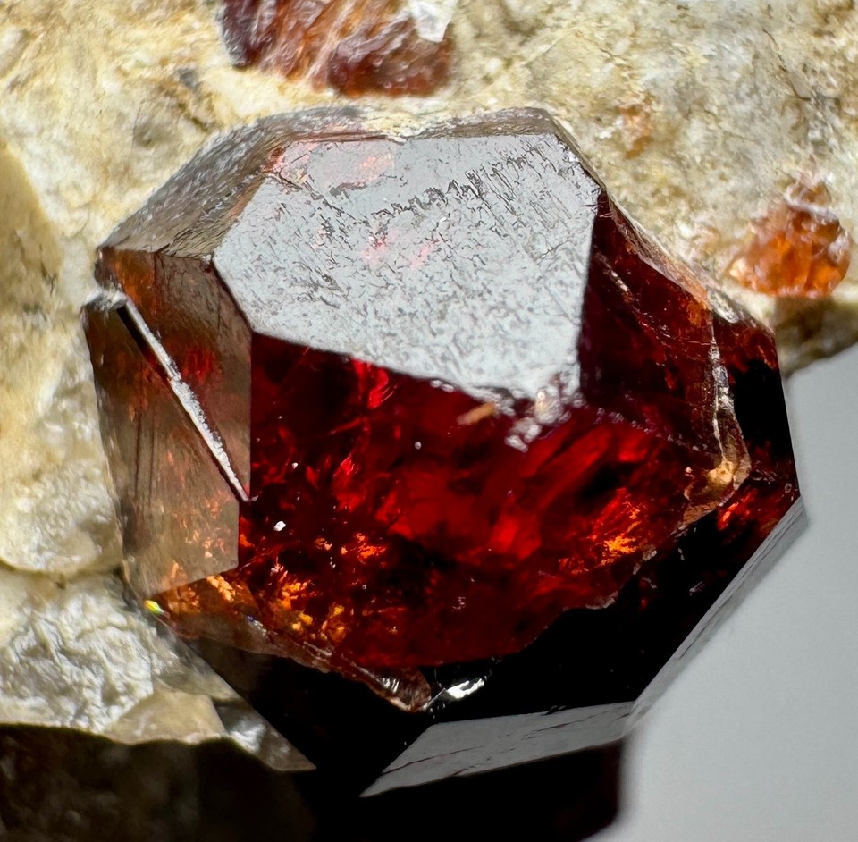 Dark Red Spessartine Garnet Crystals On Quartz,, Mica and Feldspar. 264 ...