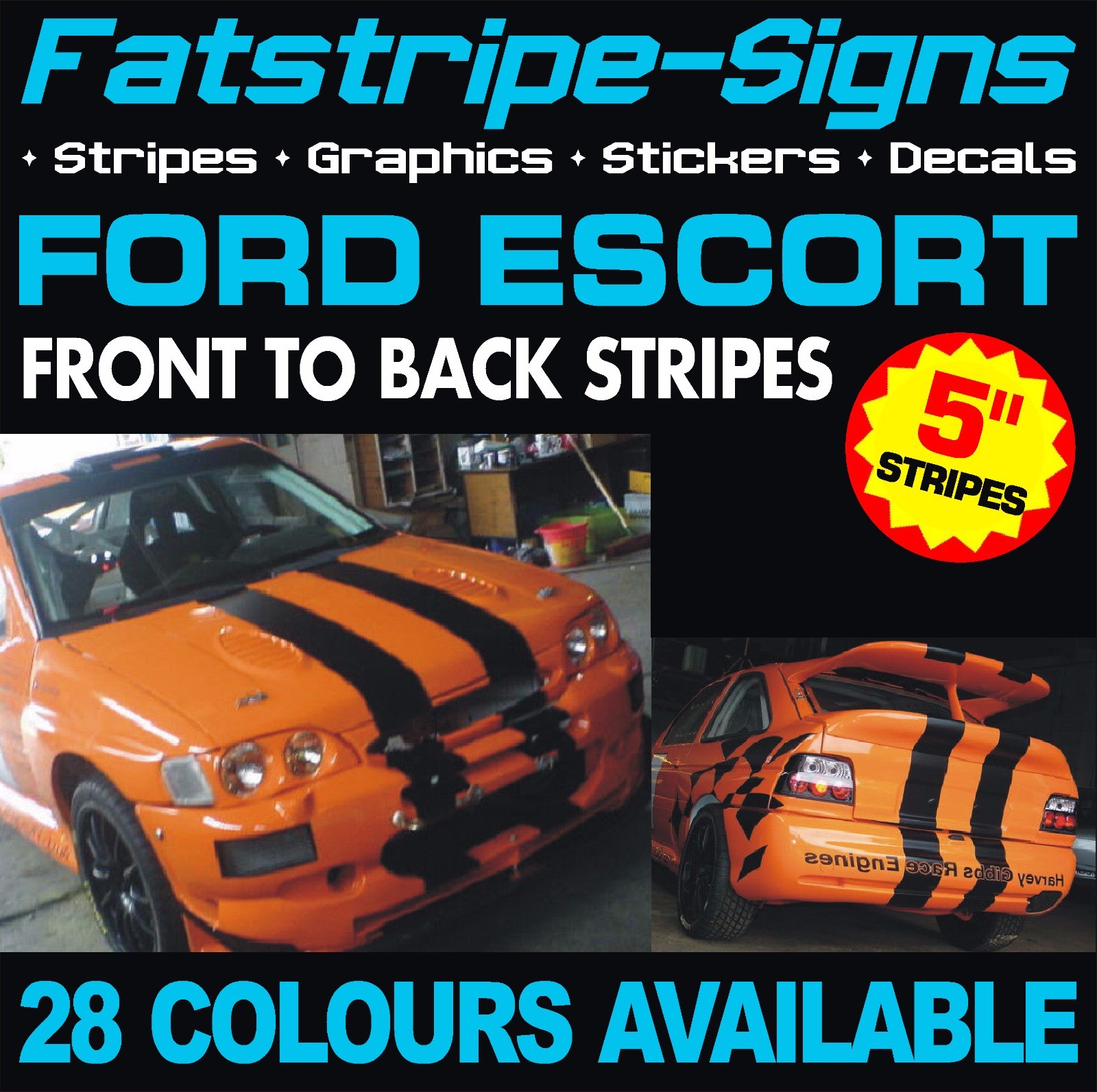 to fit FORD ESCORT STRIPES GRAPHICS DECALS STICKERS CAR VINYL MK5 RS ...
