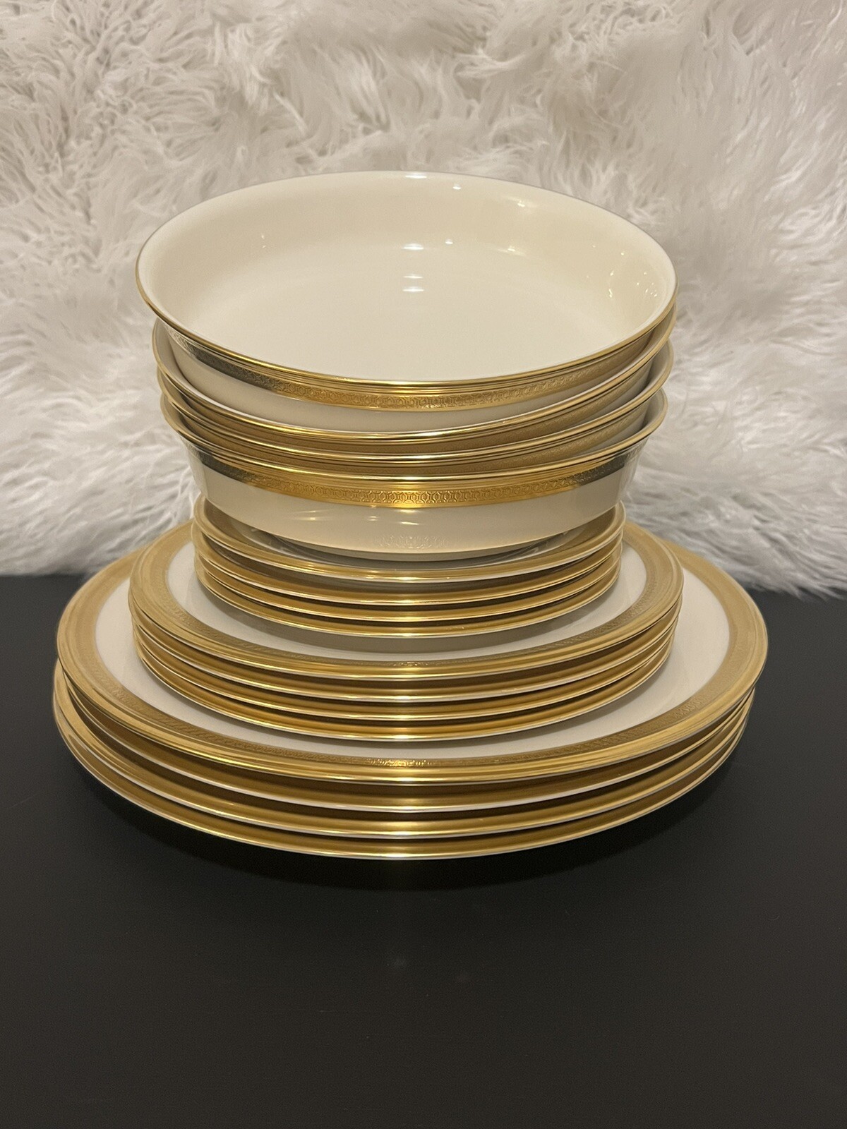RARE DISCONTINUED LENOX CHINA ARISTOCRAT GOLD EDGE Set For 4 | eBay