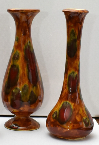 Midcentury 1960s Art Pottery Rust Orange Brown Red Gold Drip Flame Vase ...