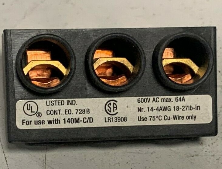 💥3) ALLEN BRADLEY 64 AMP TERMINAL BLOCK 600 VAC 140M-C-WT SER A LOT OF ...