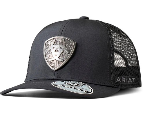 Ariat Western Mens Cap Baseball Hat Metal Ariat Shield Patch Black ...