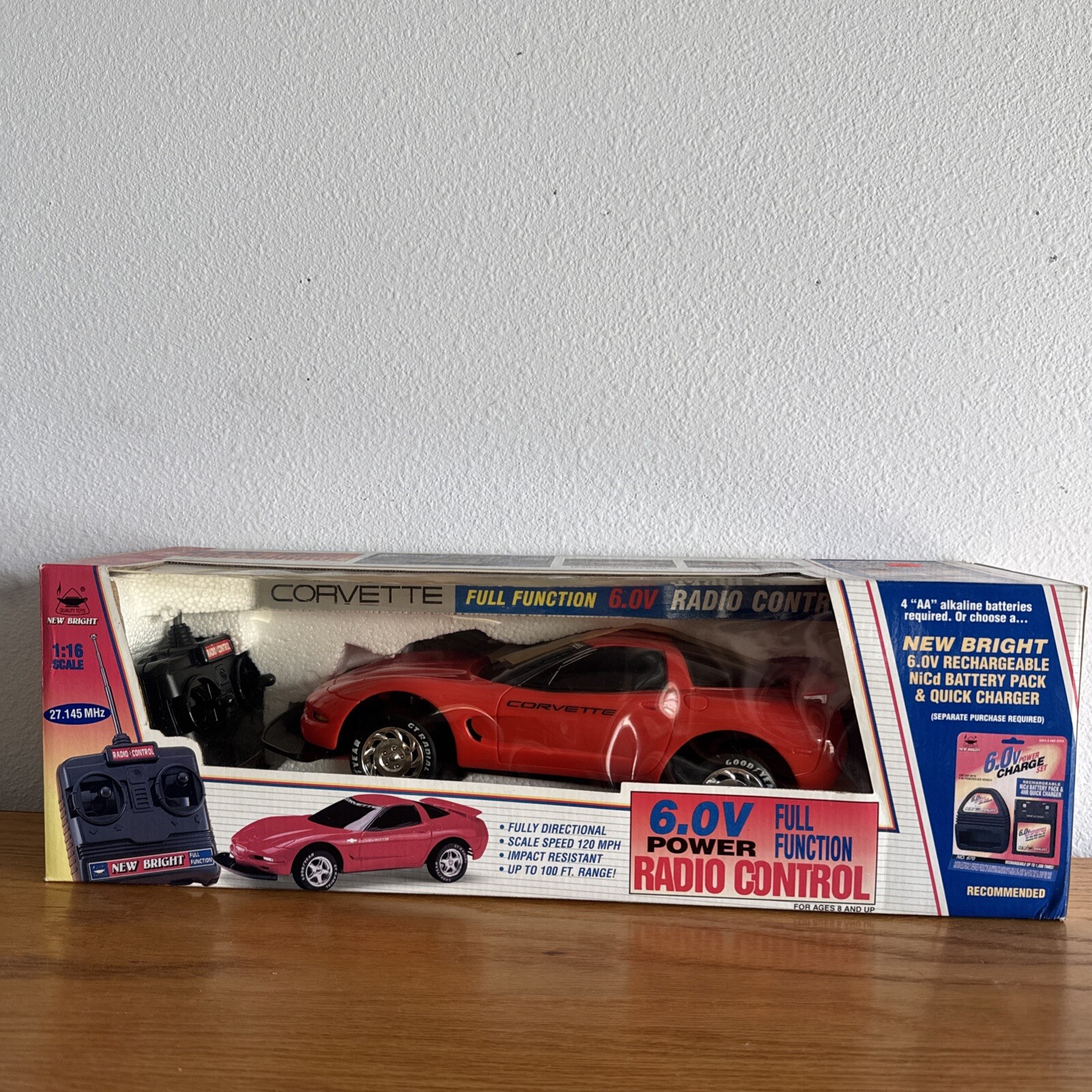 1995 New Bright Corvette Power Radio Power Control RC Car Wireless 1:16 ...