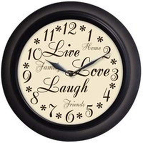 NEW WESTCLOX 32032 LIVE LOVE LAUGH 12" ROUND QUARTZ WALL CLOCK BEZEL ...