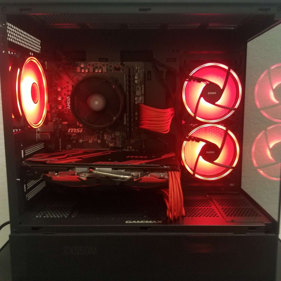 Red Gaming Pc (Ryzen 5 5500, Rx 570 8 gb, 16 gb ddr4 3200 mhz, 480 gb ...