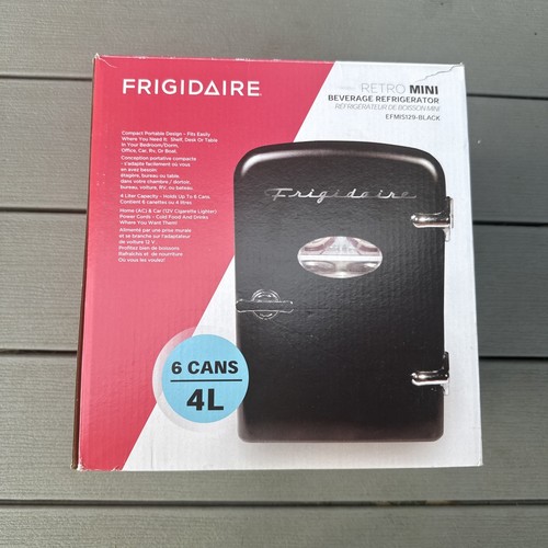 Frigidaire EFMIS129 6 Can Mini Retro Metro Refrigerator - Black AC 12V ...