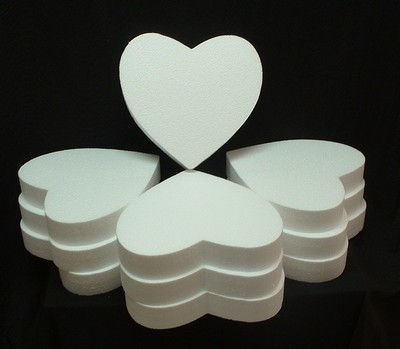 10 pc. EPS styro-foam HEARTS 10"X2" White Craft Floral Wedding Party ...