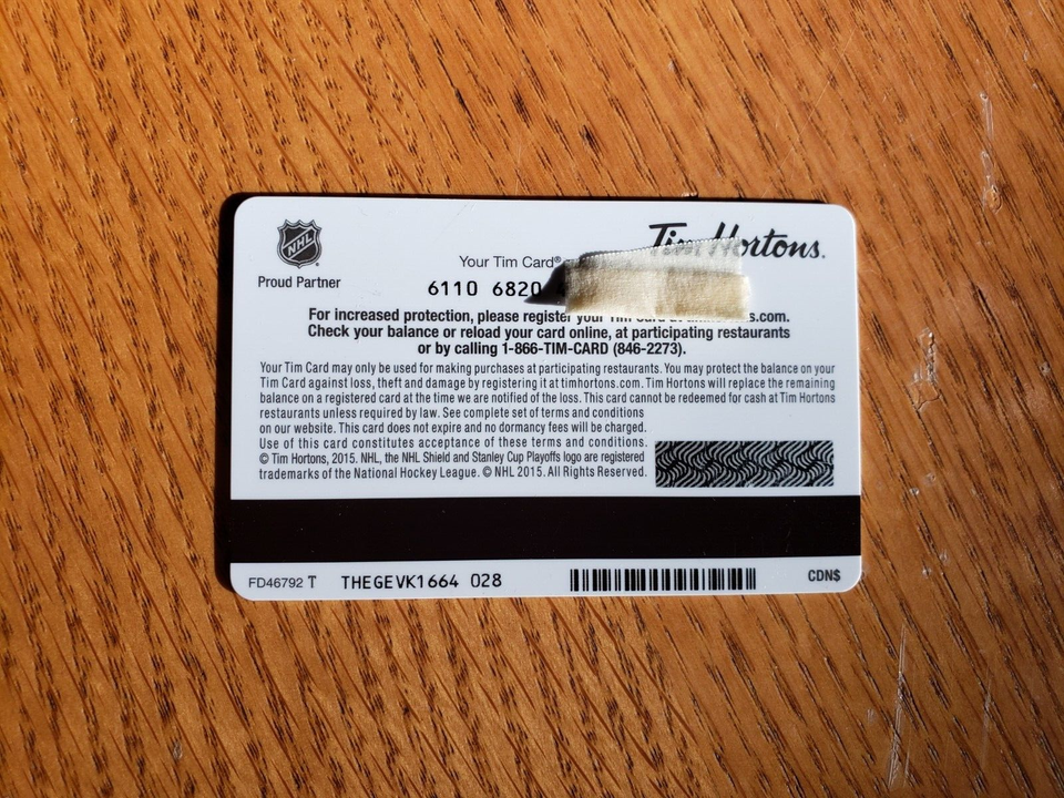 Stanley Cup Playoffs Tim Horton's CANADIAN Gift Card *No Value ...