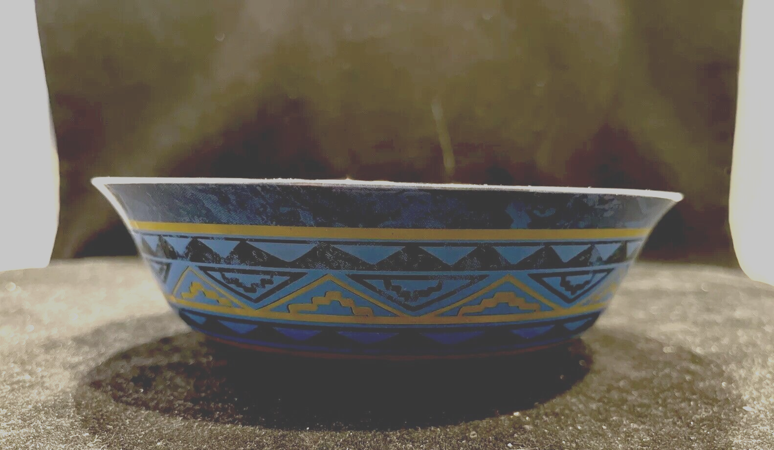 Arcoroc France Yucatan Aztec Iridescent Black|Blue|Tan Cereal Bowls 6 1 ...