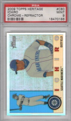 2009 Topps Heritage Chrome Ichiro #C80 Refractor /560 PSA 9 Seattle ...