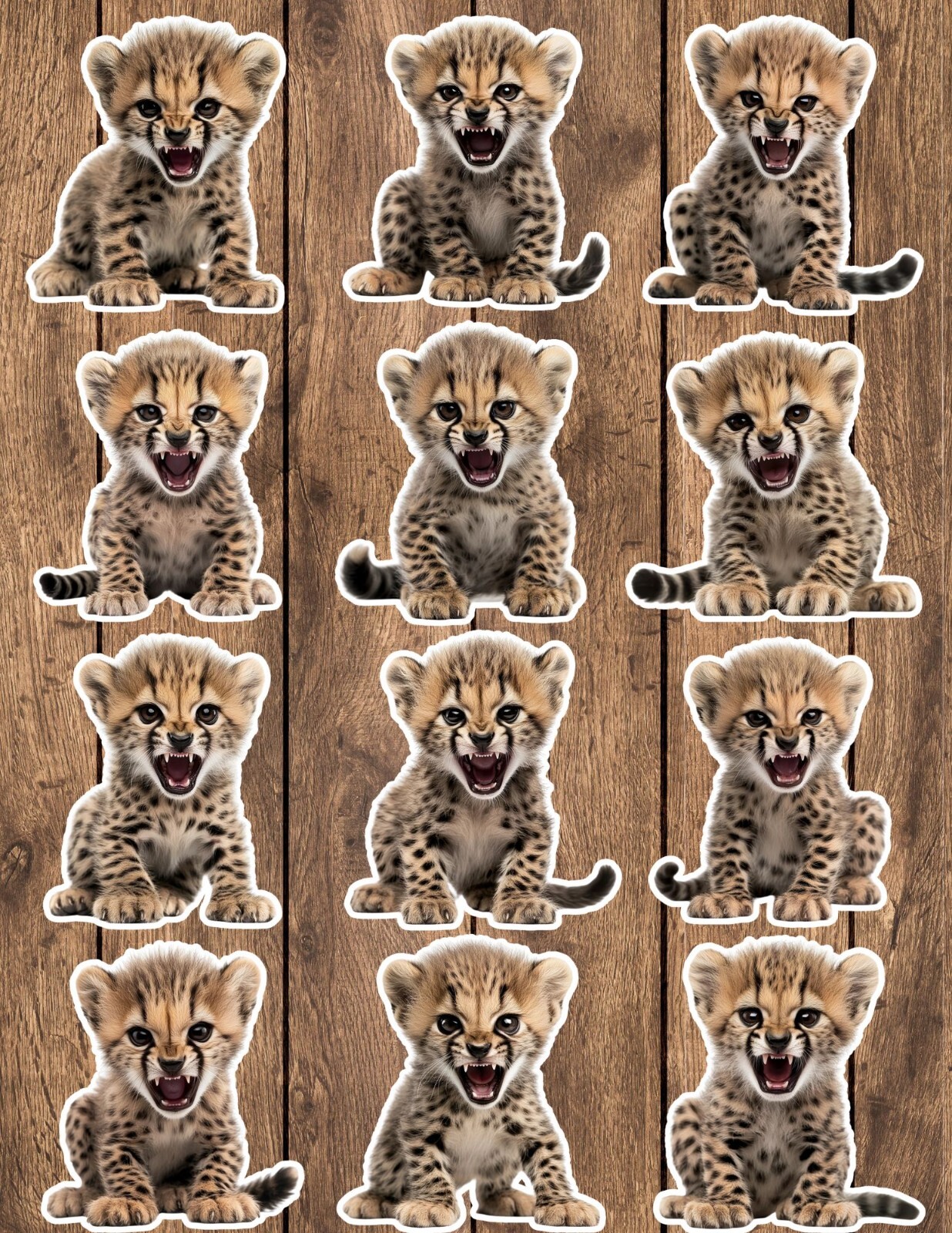 Baby Cheetah Die Cut Vinyl Stickers Set Scrapbooking Laptop Waterbottle ...