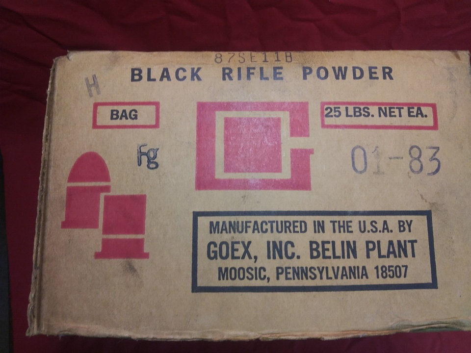 Black Powder Fg GOEX Brand 25 Pound Cardboard Shipping Box 3"Canon ...