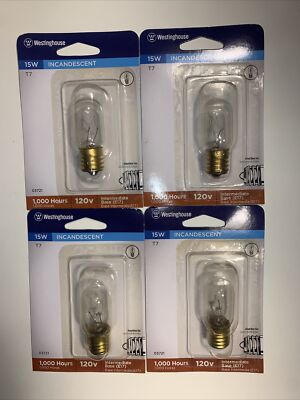 Appliance Lights 15 watts T7 4 Pack Bulbs 108 Lumens 120V (NEW AND ...