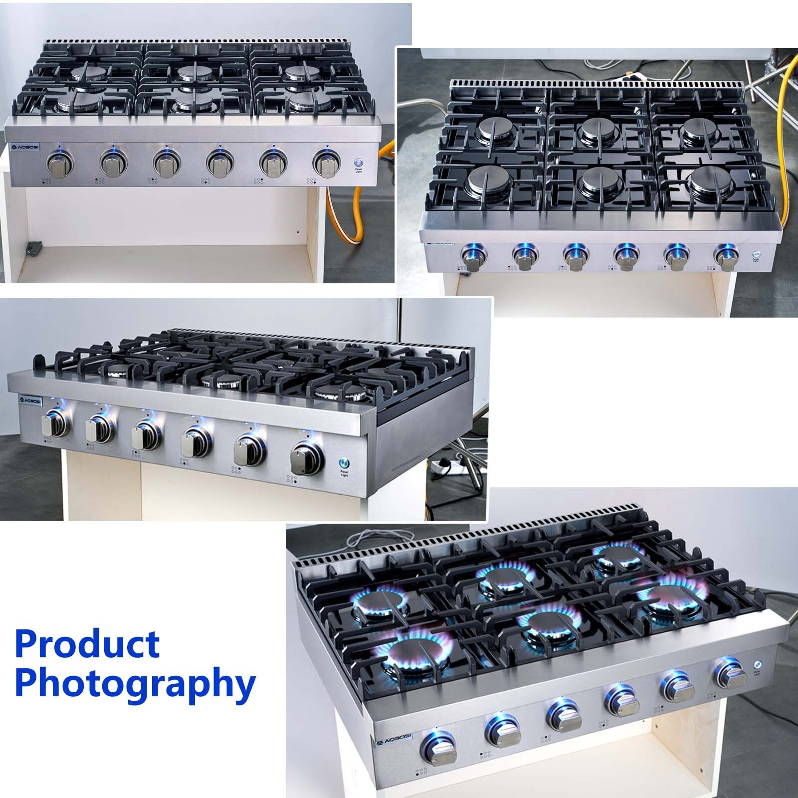 36" Built-in Gas Cooktop Stainless Steel 6 Burner Gas Stove Top Cooker ...