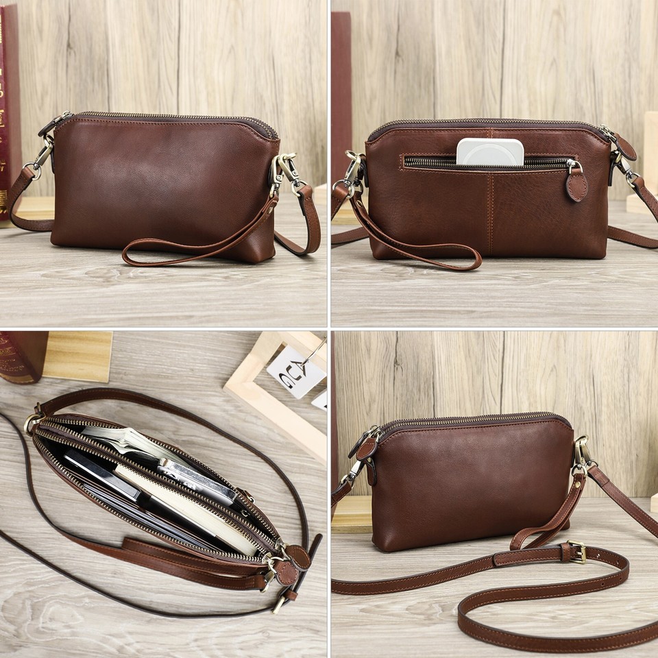 Contacts Women RFID Leather Clutch Bag Mini Shoulder Bag Crossbody Bag ...