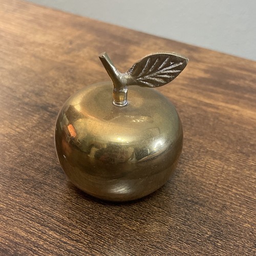 Vintage Brass Apple Bell With Stem And Leaf Decoration Paperweight ...