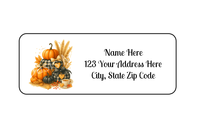 30 Autumn Pumpkins PERSONALIZED RETURN ADDRESS LABELS 1 in X 2 5/8 GLOSSY | eBay